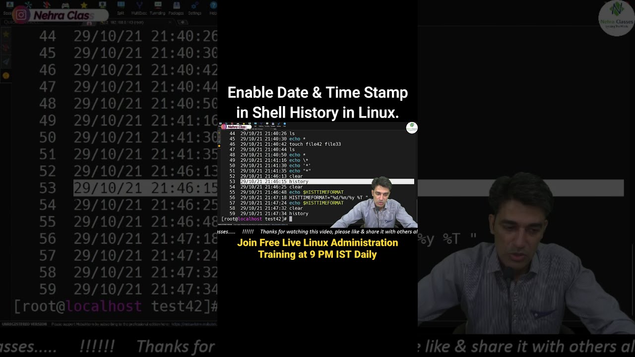 Enable Date Time In Shell History In Linux shorts YouTube Enable Date Time In Shell History In Linux shorts YouTube