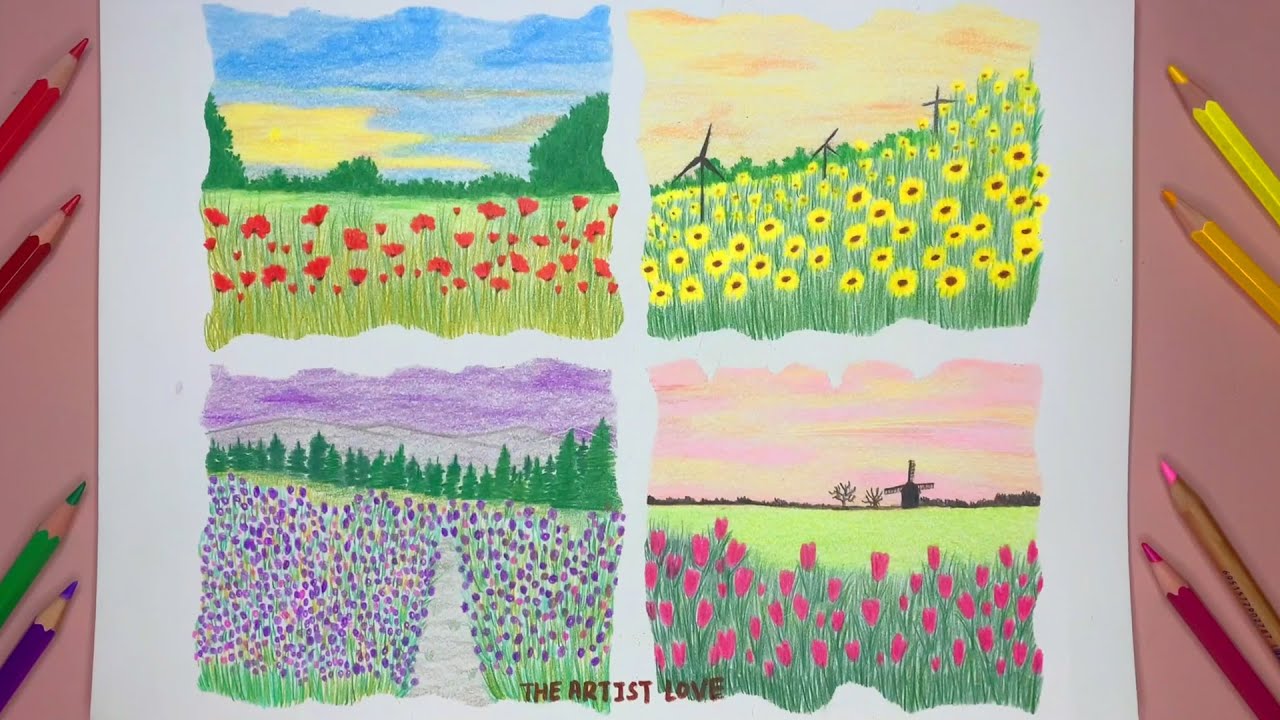 How to Draw 4 Different Types of Beautiful Flowers | Episode 88 | The ...