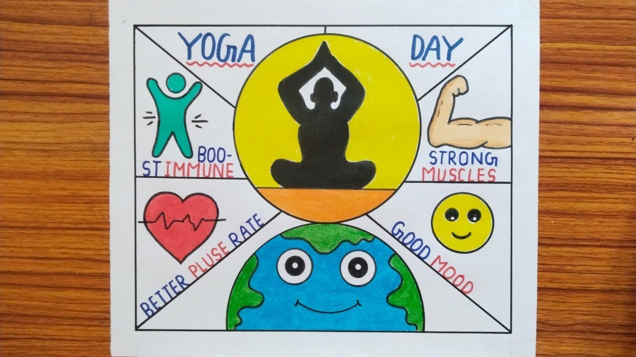 Yoga Day Poster / International Yoga Day Drawing / Yoga Drawing / Yoga ...