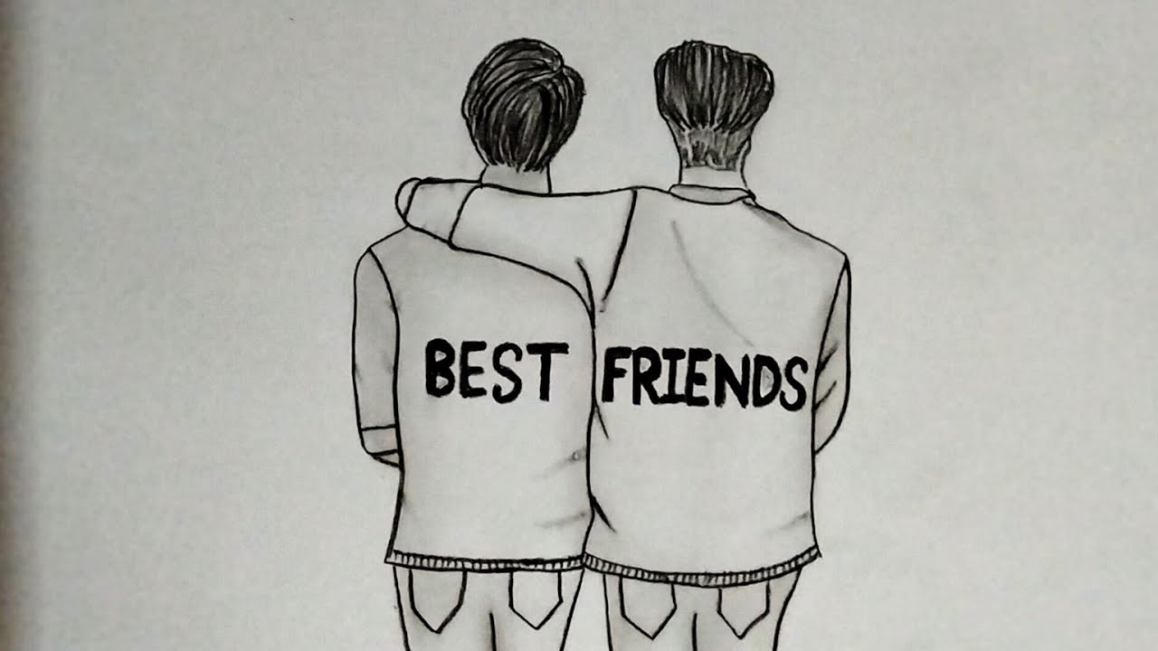 Best Friends | How to draw a boys best Friends Hugging Each other ...