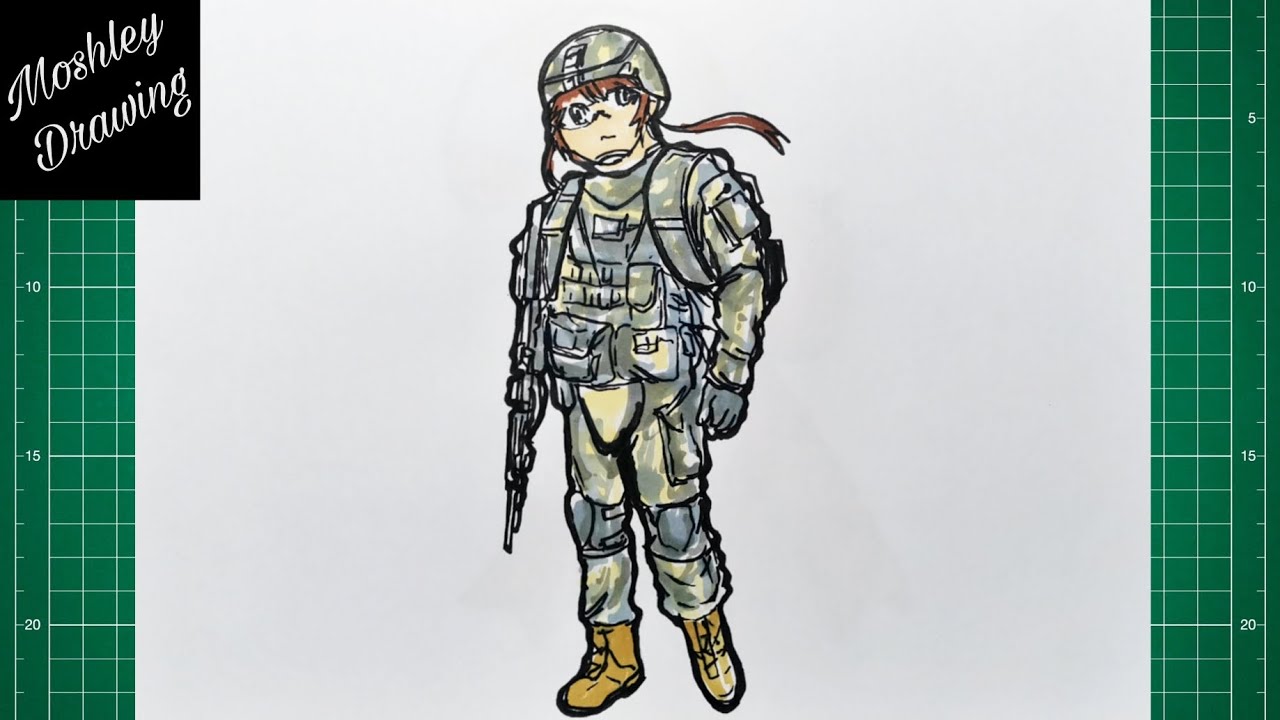 How to Draw a Female Soldier - YouTube