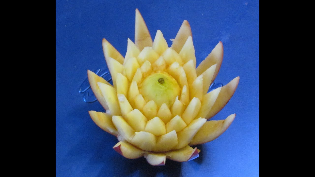 Carving Art Apple-Blumen schnitzen aus Apfel. 從水果雕花-Cách tỉa hoa Súng ...