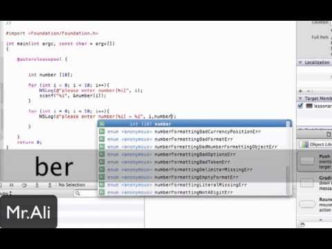 الدرس الثاني عشر - المصفوفات - Array in Objective-C - YouTube