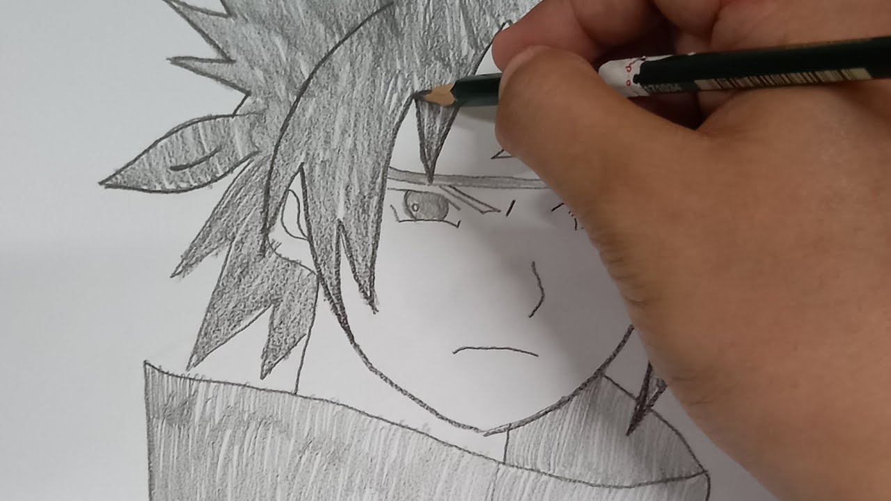 HOW TO DRAW SASUKE UCHIHA- NARUTO/SIMPLE HAND DRAWING - YouTube