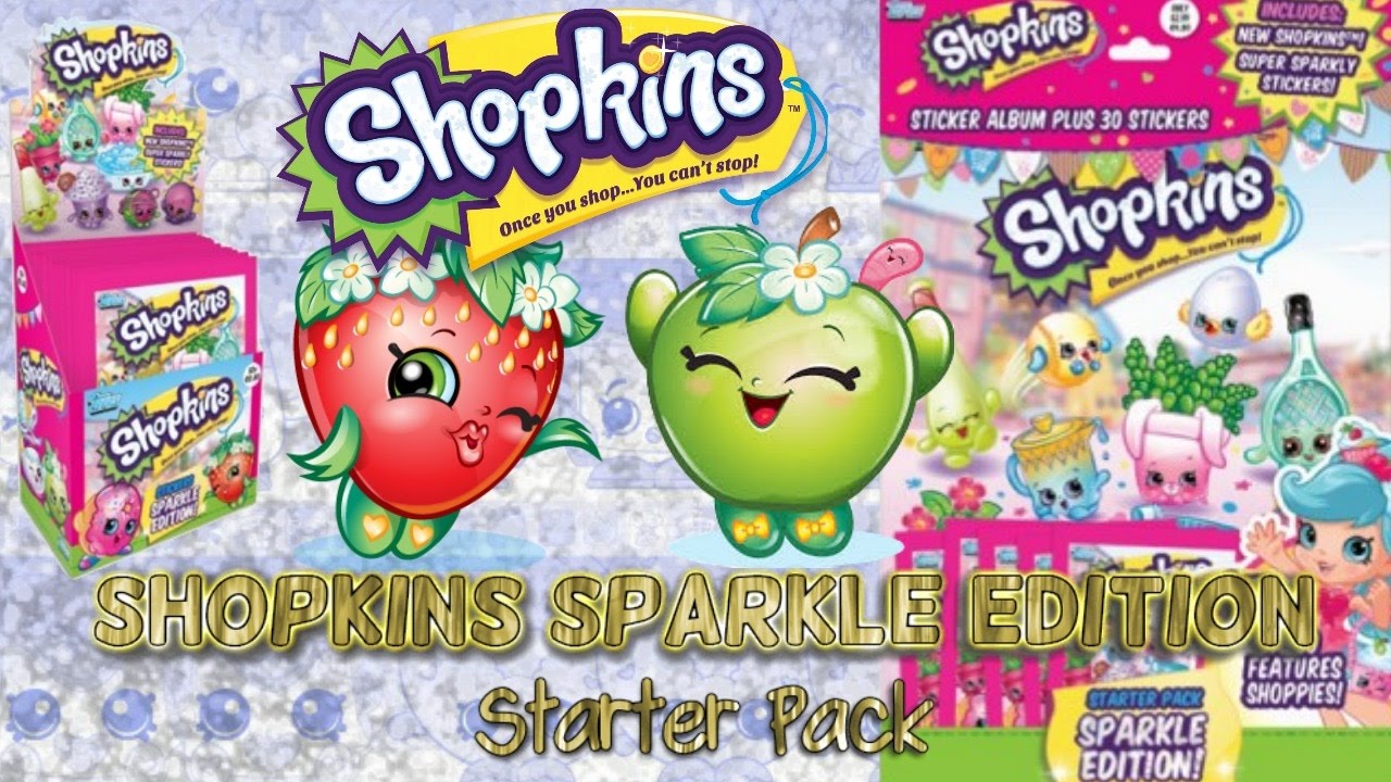 BRAND NEW UK Shopkins Sparkle Edition Sticker Album Starter Pack + 30 ...