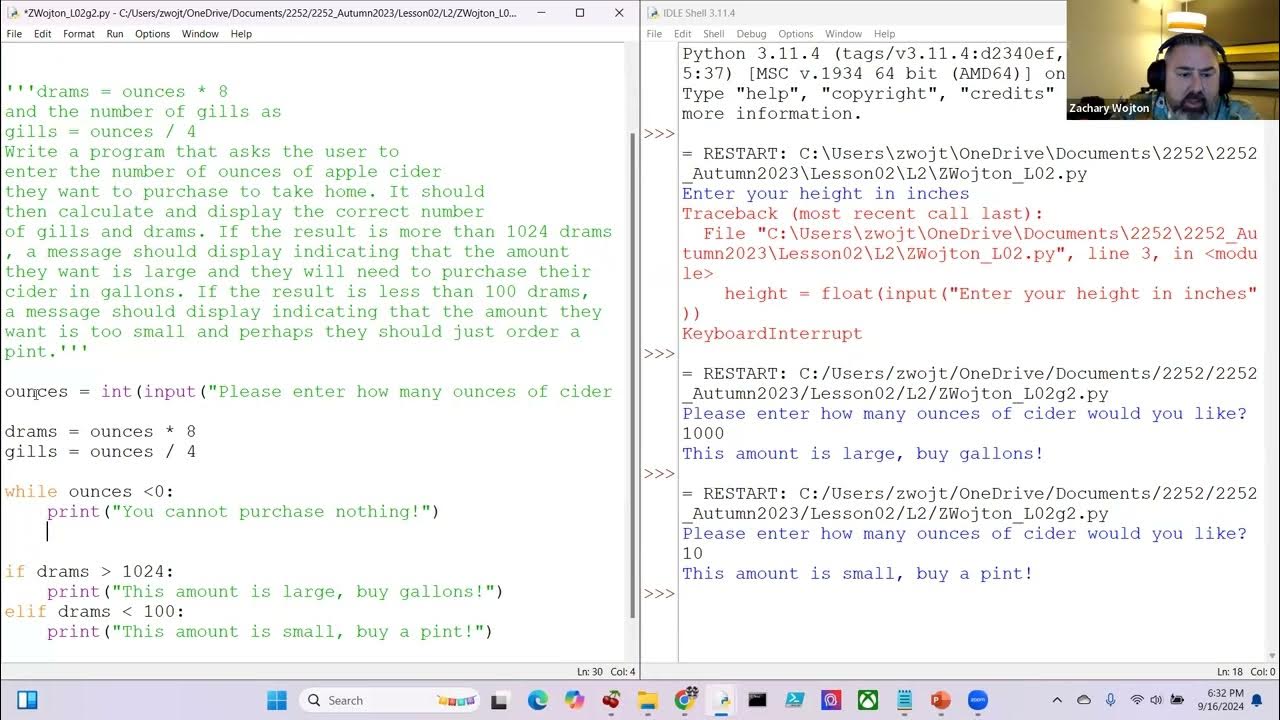 CSCC 2252 Aut2024 Lesson02V02 Python - YouTube