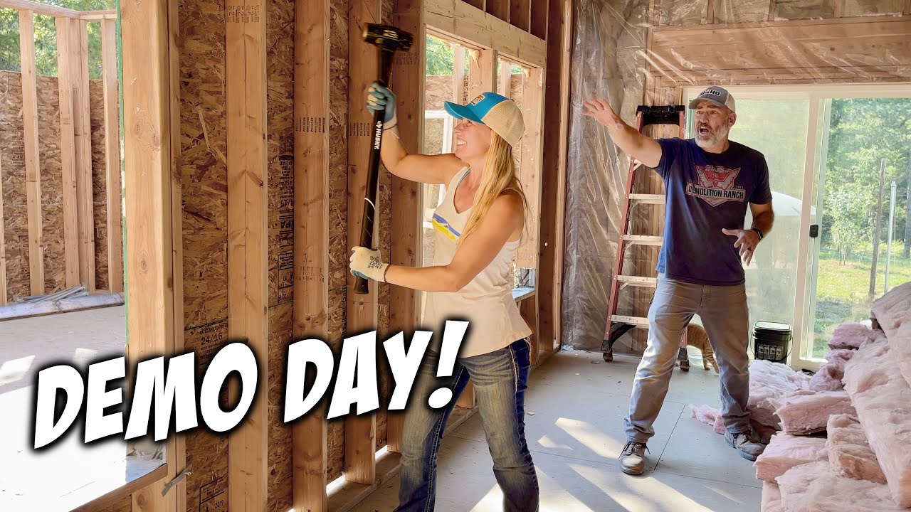 Time to Tear Down This Wall - Couple Builds Off Grid Home - YouTube