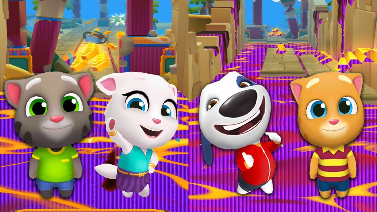 TALKING TOM GOLD RUN ALL CLASSIC CHARACTERS FUNNY WOOD LAVA FALLS ...