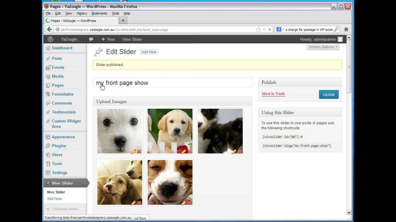 How to add a new Nivo Slider slide show in Word Press - YouTube