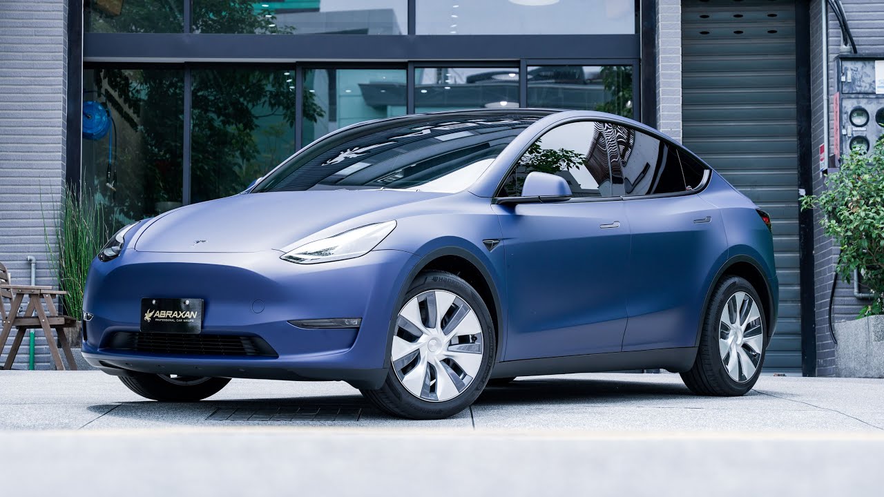 特斯拉 Tesla Model Y 車體改色 3M M27 Matte Indigo《ABRAXAN 亞柏森專業車體包膜 Vlog Vol ...