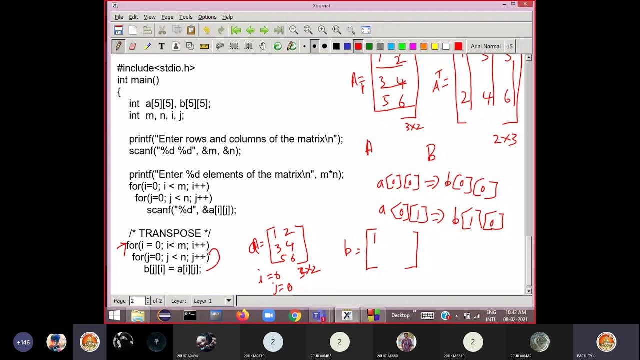C Program To Find Transpose Of A Matrix By Dreraju Youtube