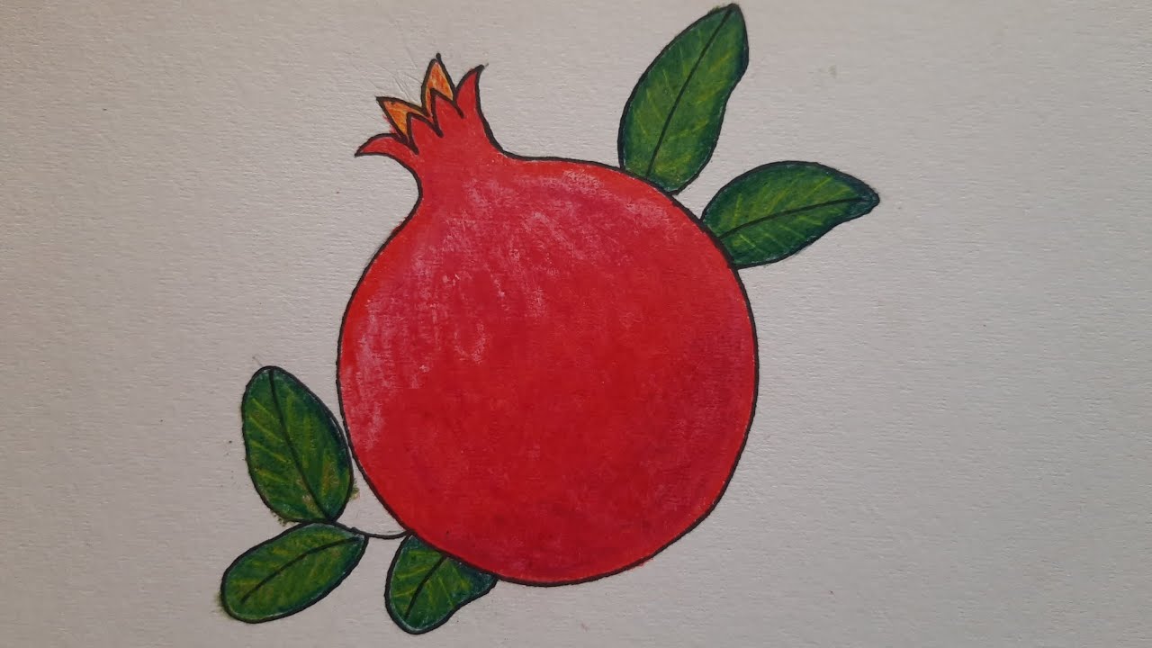 How to draw pomegranate l How to paint Pomegranate with oil pastels l ...