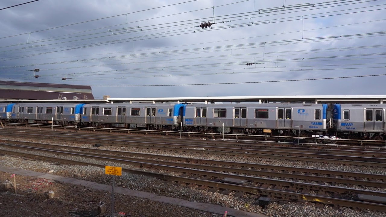 PATH: WTC bound PA5 Train entering Harrison - YouTube