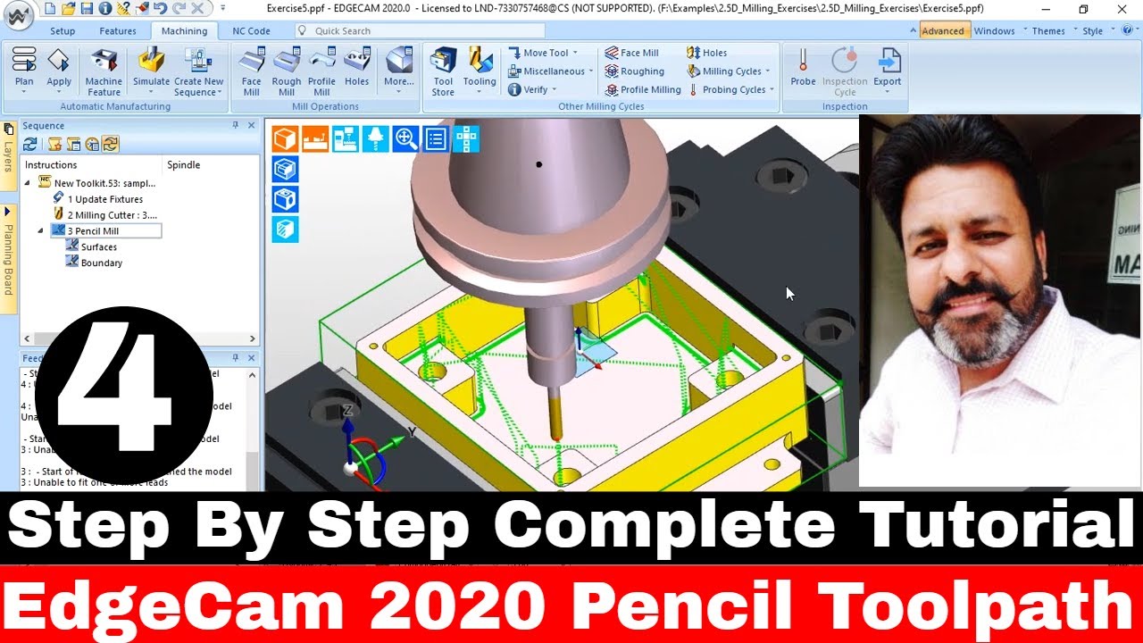 Edgecam pencil toolpath tutorial for beginners | Edgecam 2020 tutorial ...