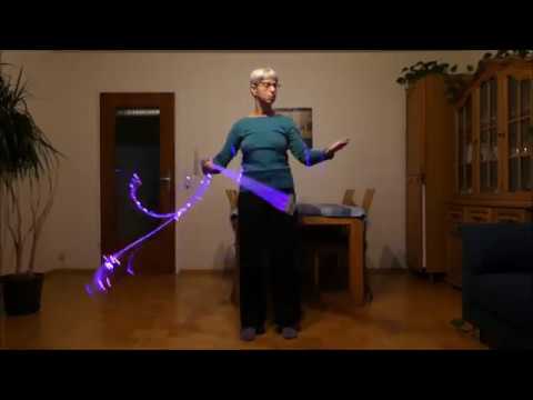 Light Whip Tutorial: Transitions from fiber grip to handle grip, spinning on wall plane in front ...