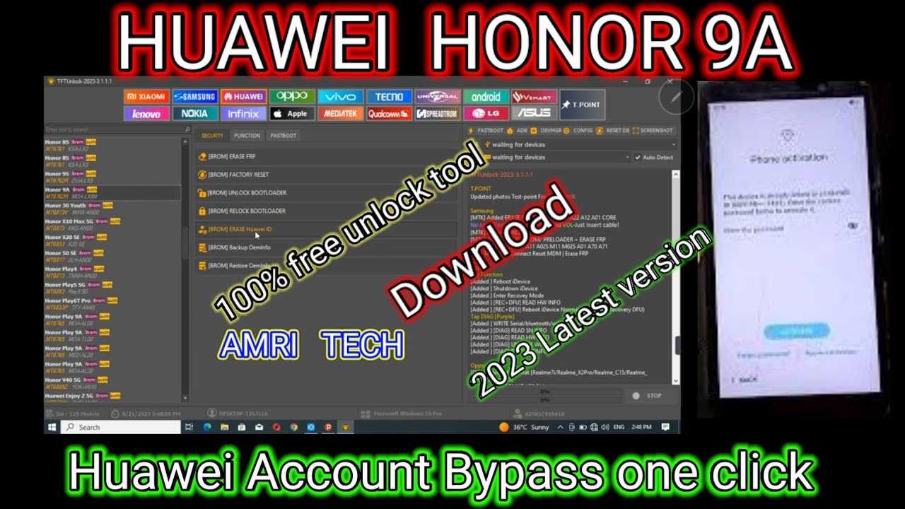 Huawei ID Bypass on one click remove by TFT unlock tool 100% free ...