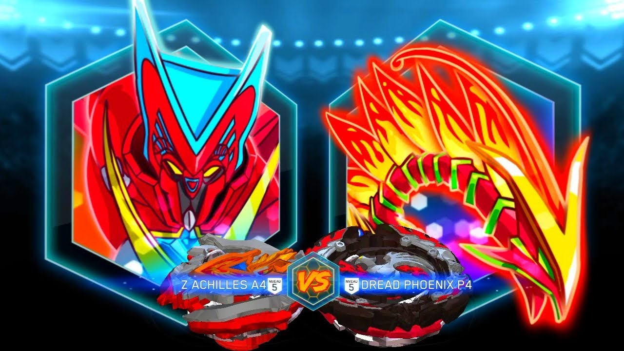 ACHILLES A4 VS DREAD PHOENIX P4 BEYBLADE BURST APP - YouTube