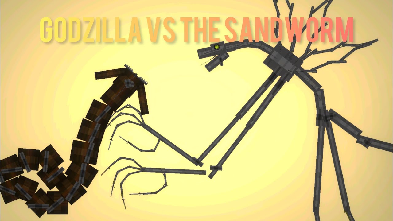 Cartoon Godzilla vs the sandworm (Melon playground) - YouTube