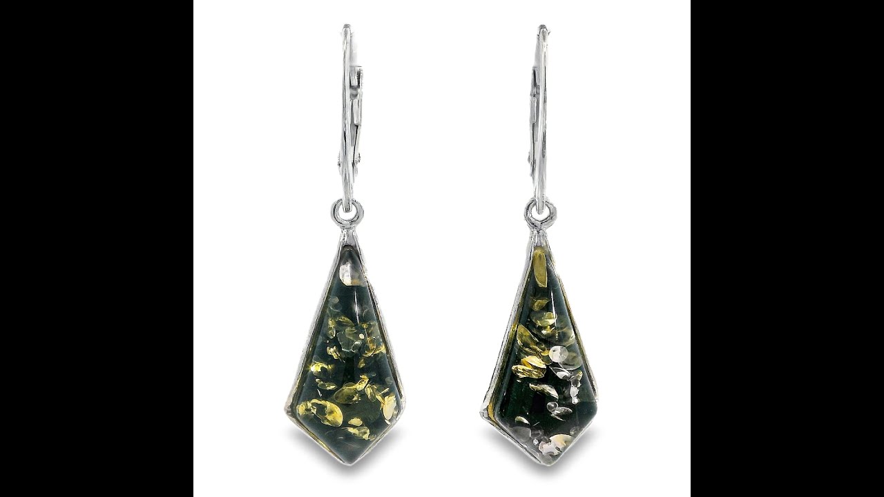 Cercei Argint cu inchidere leverback Chihlimbar Verde Janely #jewelry # ...