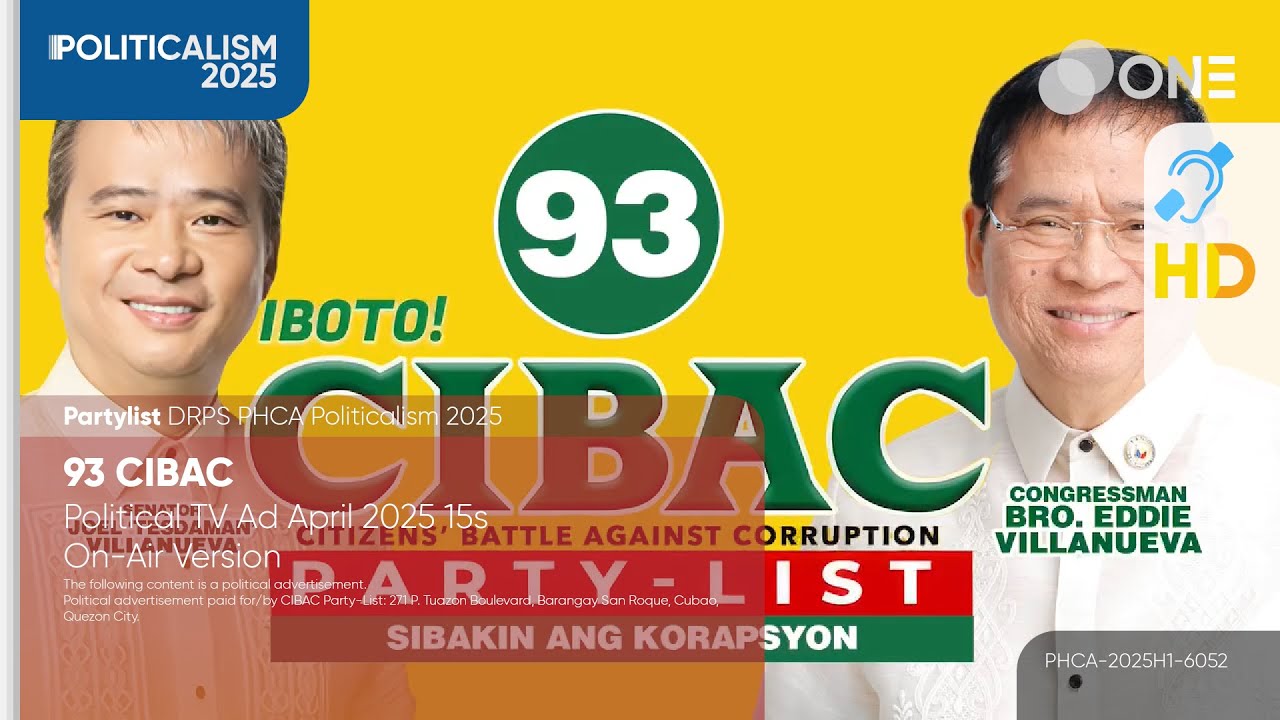 CIBAC Partylist Political TV Ad April 2025 15s (On Air Version) [BCC/HD ...