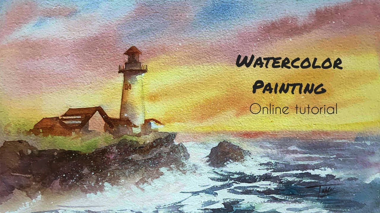 Watercolor Tutorial - 4 (Painting a Light House) - YouTube