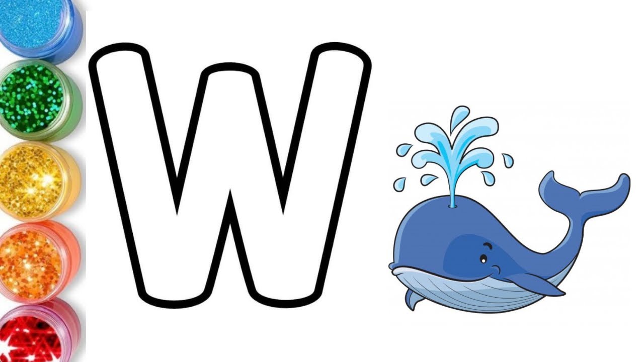 How to draw Alphabet W, Alphabets Drawing and Colouring for Kids Step ...