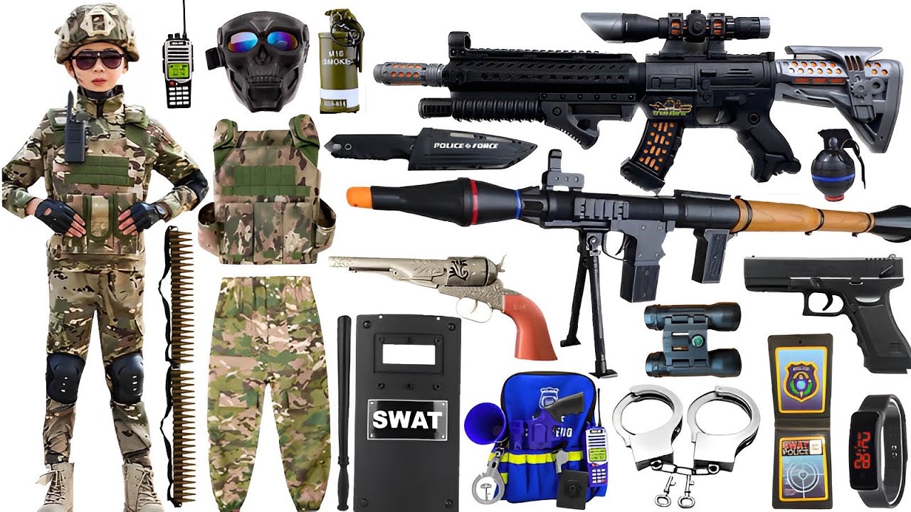 Special police toys, weapon sets Unboxing M4A1 electric toy guns ...