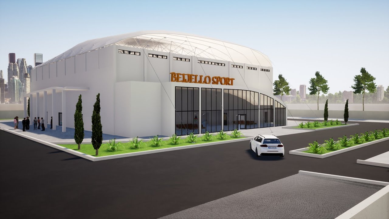 Desain Gor basket megah ukuran 38x42 meter - YouTube