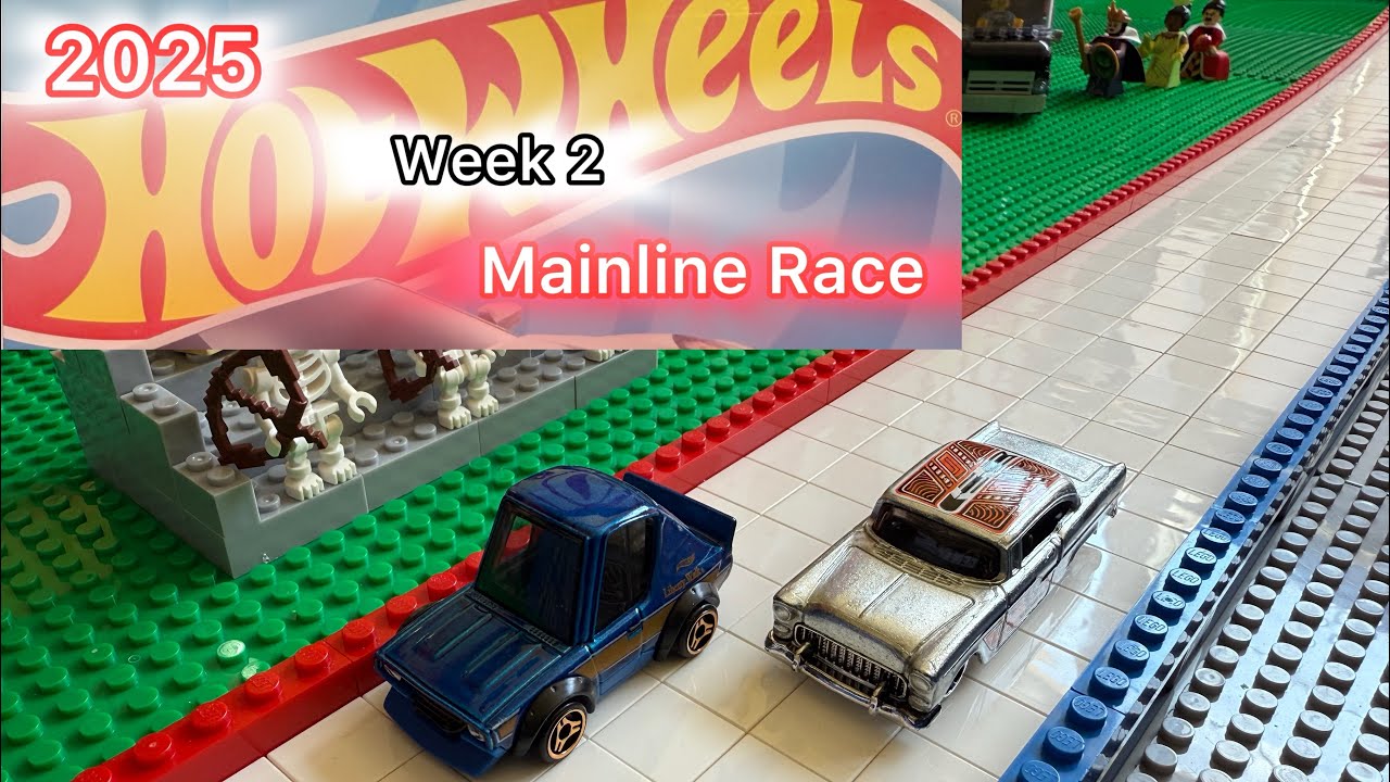 Week 2 Racing Hotwheels on custom Lego Track - YouTube