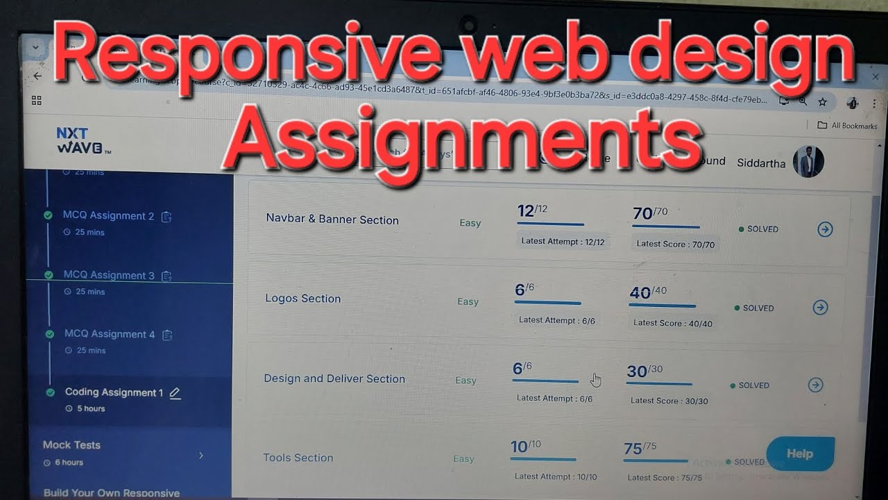 Assignments Responsive Web Design | NXTWAVE | HTML,CSS,BOOTSTRAP | - YouTube