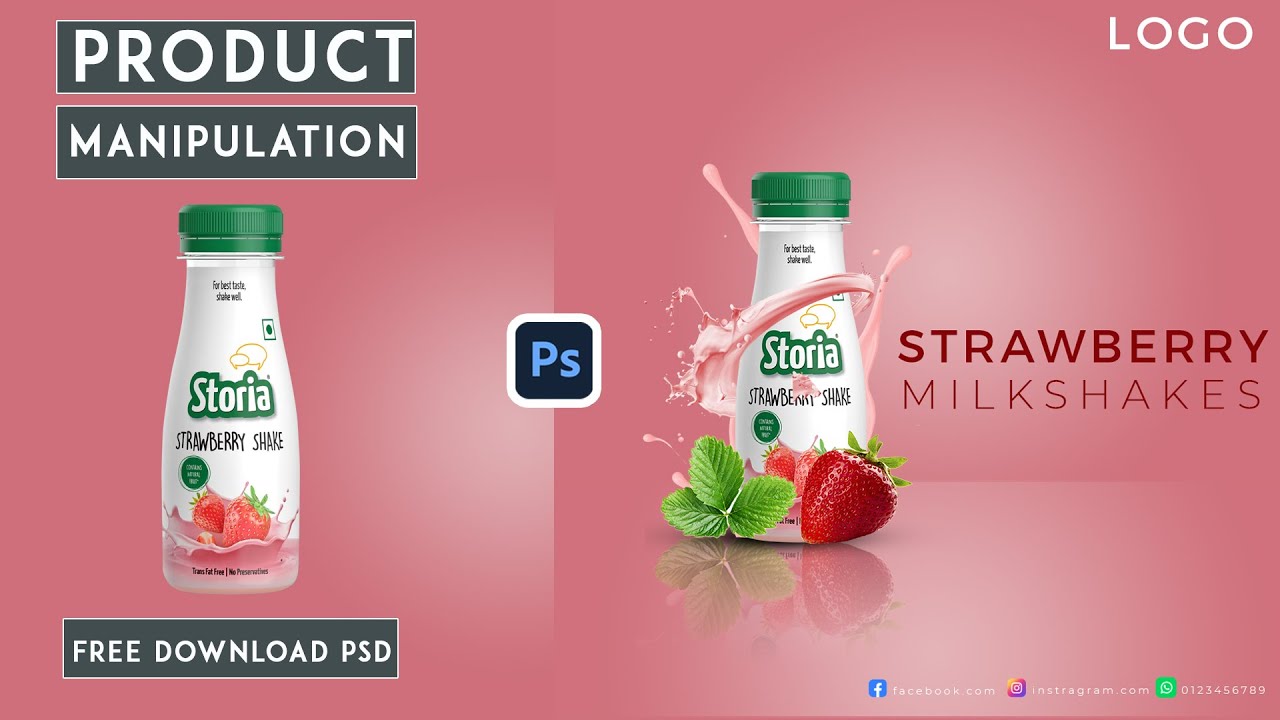 Product manipulation in Photoshop | Strawberry advertising poster ...
