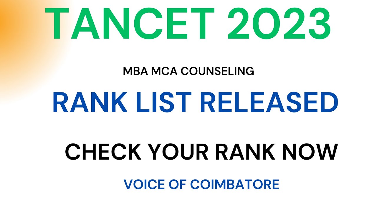 TANCET 2023 | MBA MCA RANK LIST RELEASED |CHECK NOW #tancet2023 #mba # ...