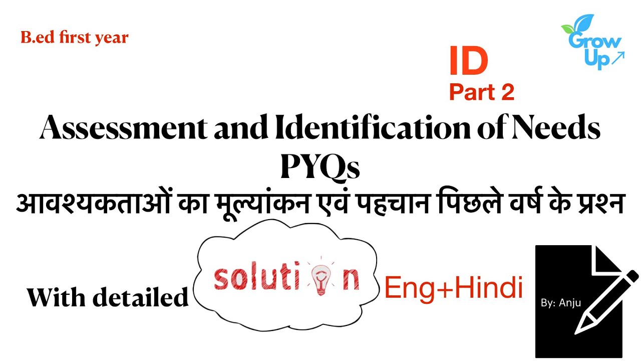 Assessment and identification of needs previous year questions - YouTube