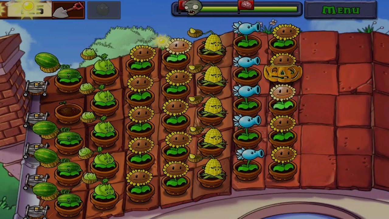PvZ Adventure-2 Roof Level-1 | Plants vs Zombies Full HD Gameplay video ...