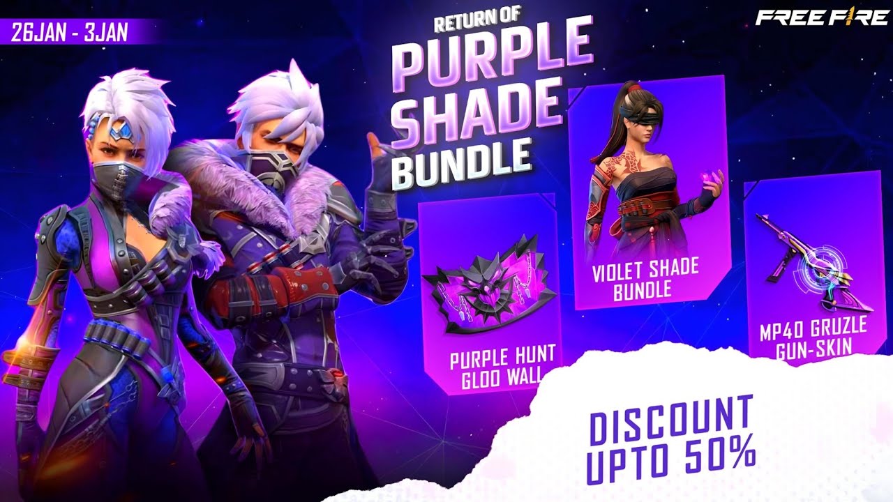 PURPLE SHADE BUNDLE RETURN | FF NEW EVENT | FREE FIRE NEW EVENT | FF ...
