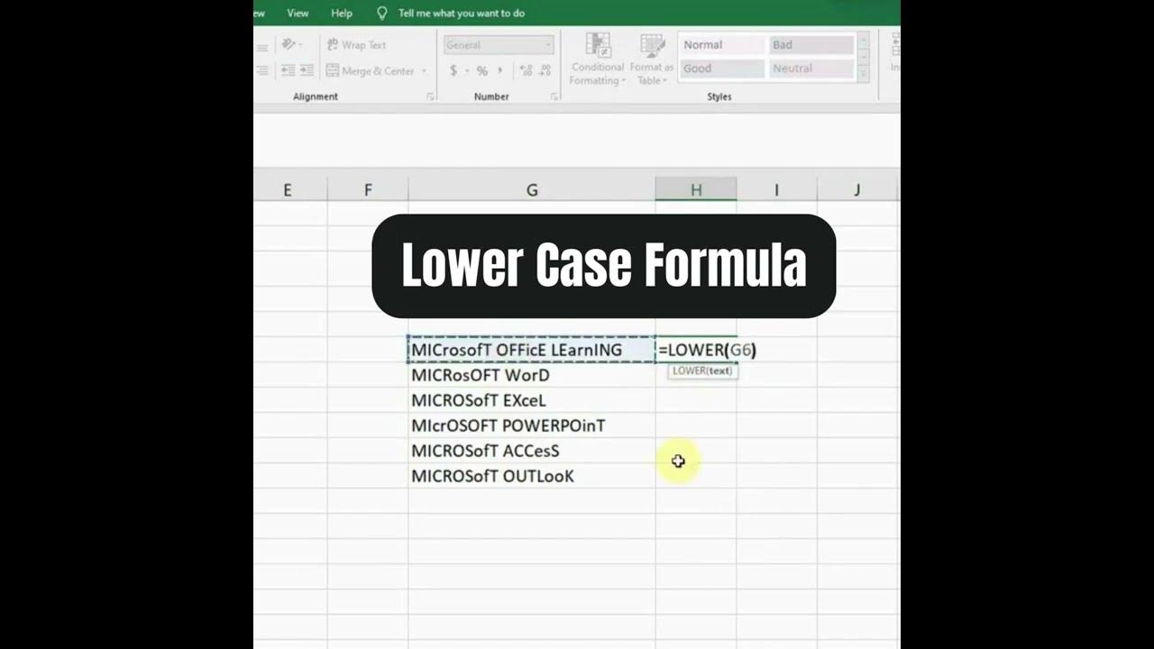 Lower Case Formula in Excel - Excel Basic Formula - YouTube