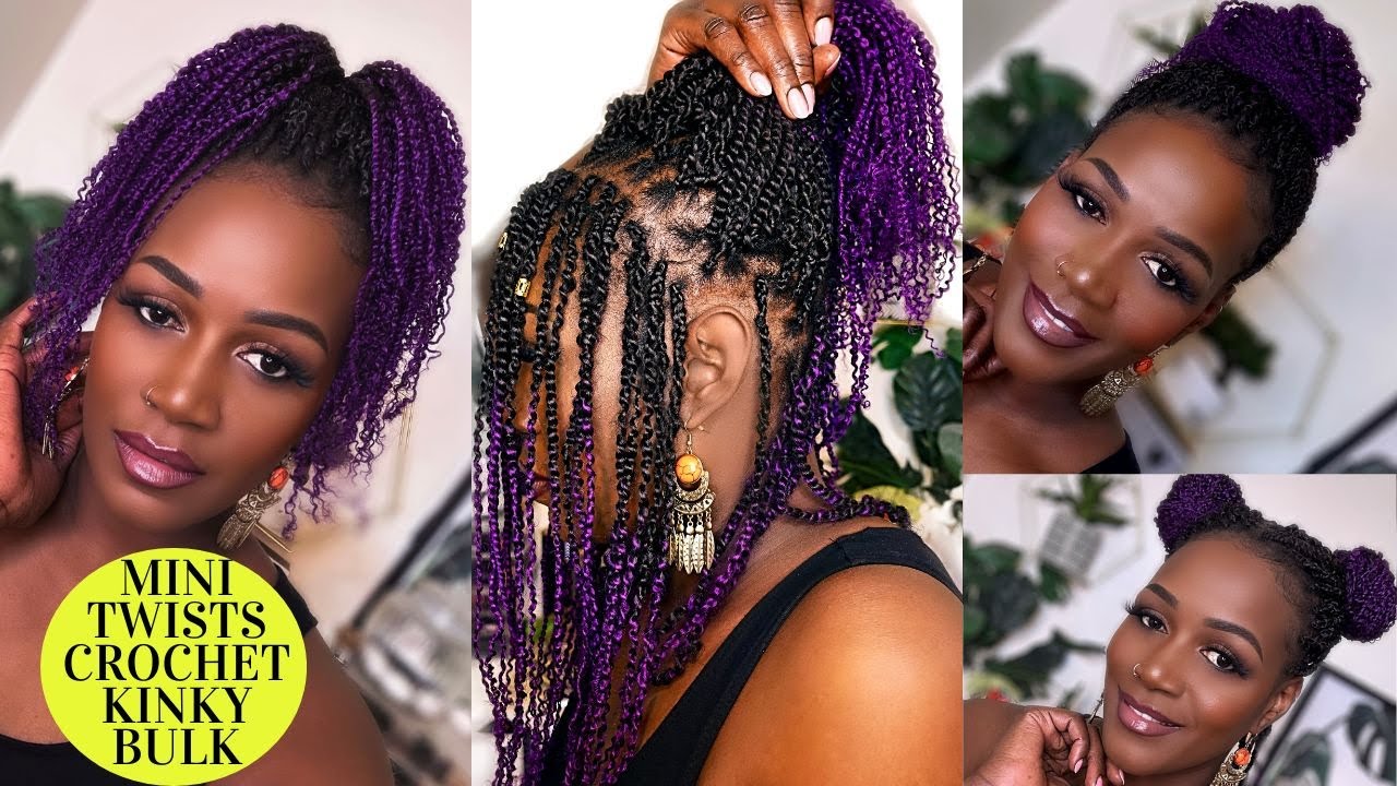 DIY Crochet Mini Passion Twists On Short Natural 4c Hair Using Kinky ...
