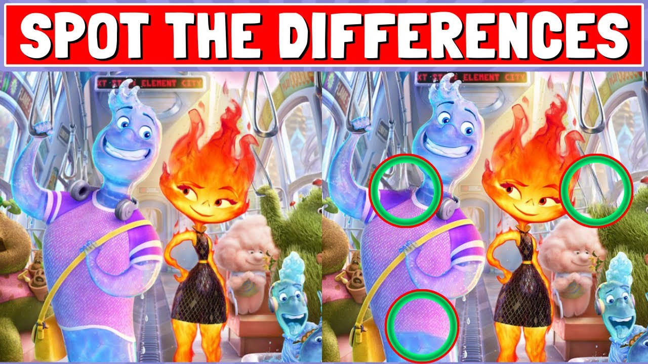 Spot The Differences Elemental Disney Pixar Movie 🔥💧 - YouTube
