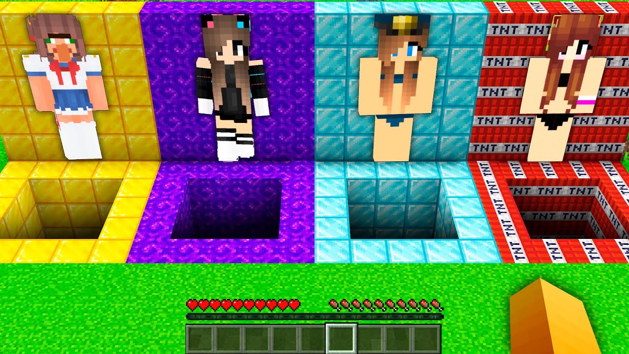 I found a GIRL TUNNEL in UNDERGROUND BASE in Minecraft ! What's INSIDE ...