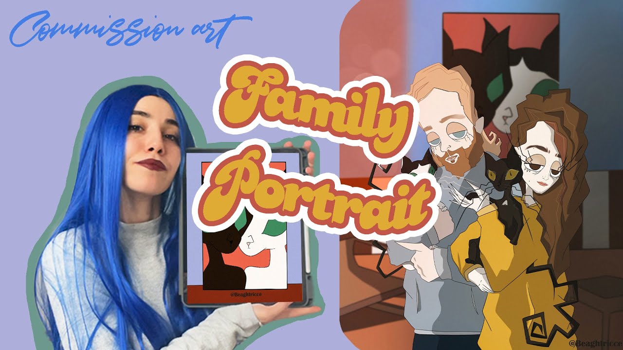 Digital Art Commission : Drawing Couple & Cute Cats / Procreate - YouTube