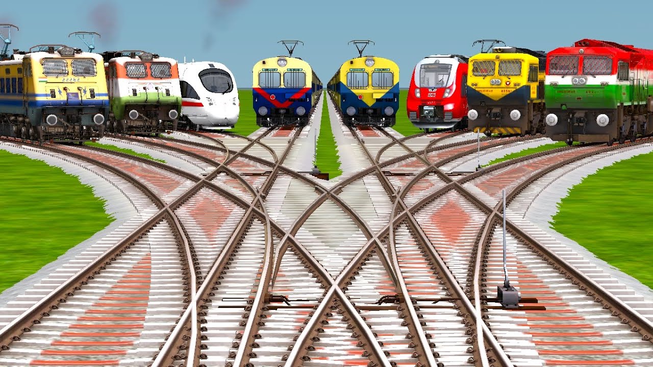 VIII EXPRESS TRAINS CROSSING AT BUMPY DIAMOND RAILROAD CROSSINGS ...