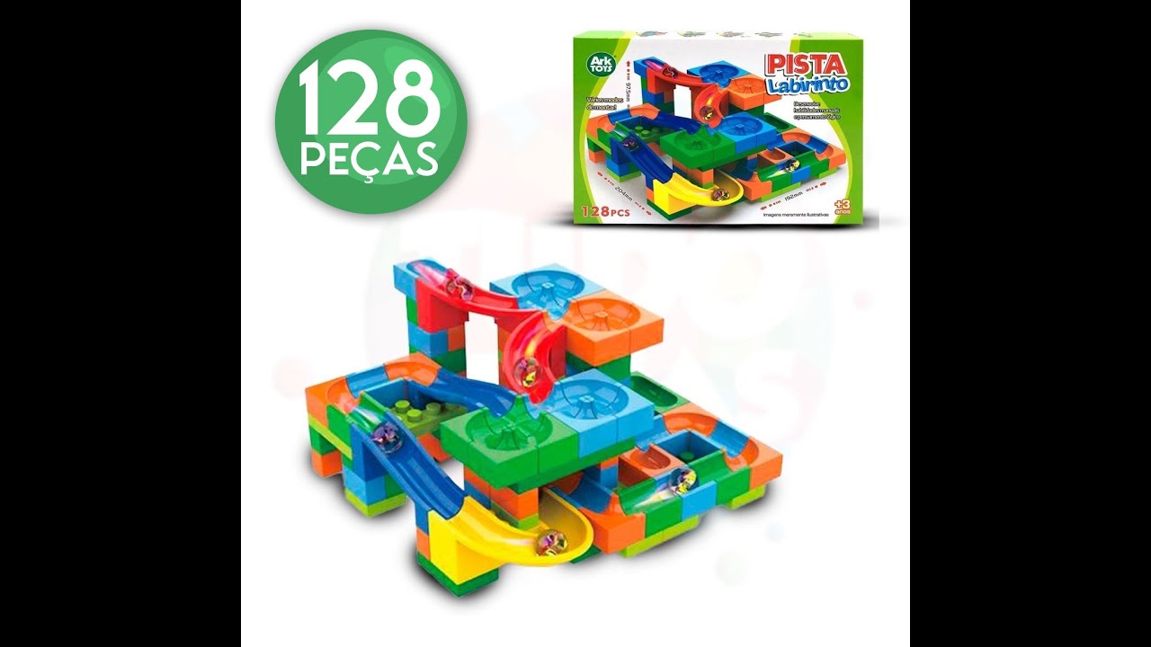 TUTORIAL: Como montar pista labirinto para bolinhas de gude 128 peças ...