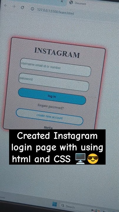 Created Instagram login page with using html and CSS 🖥️😎 #coding #html ...
