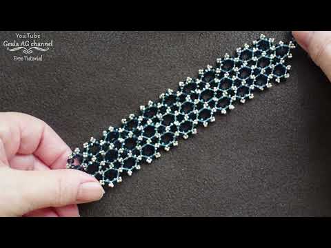 How to make Cuff Beaded Bracelet Beginners Beading Tutorial / Crystal ...
