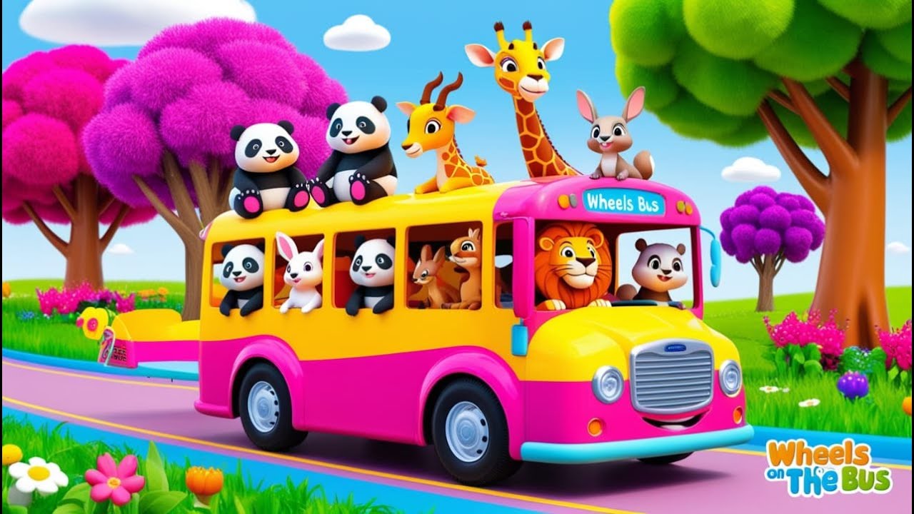 Wheels on the Bus | Animal Song | Animal Bus | Kids Song | Nursery ...