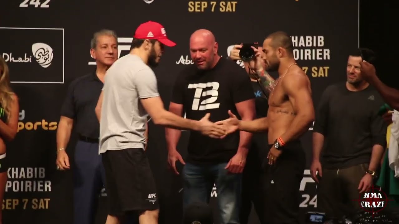 UFC 242: Islam Makhachev vs. Davi Ramos weigh in face off - YouTube