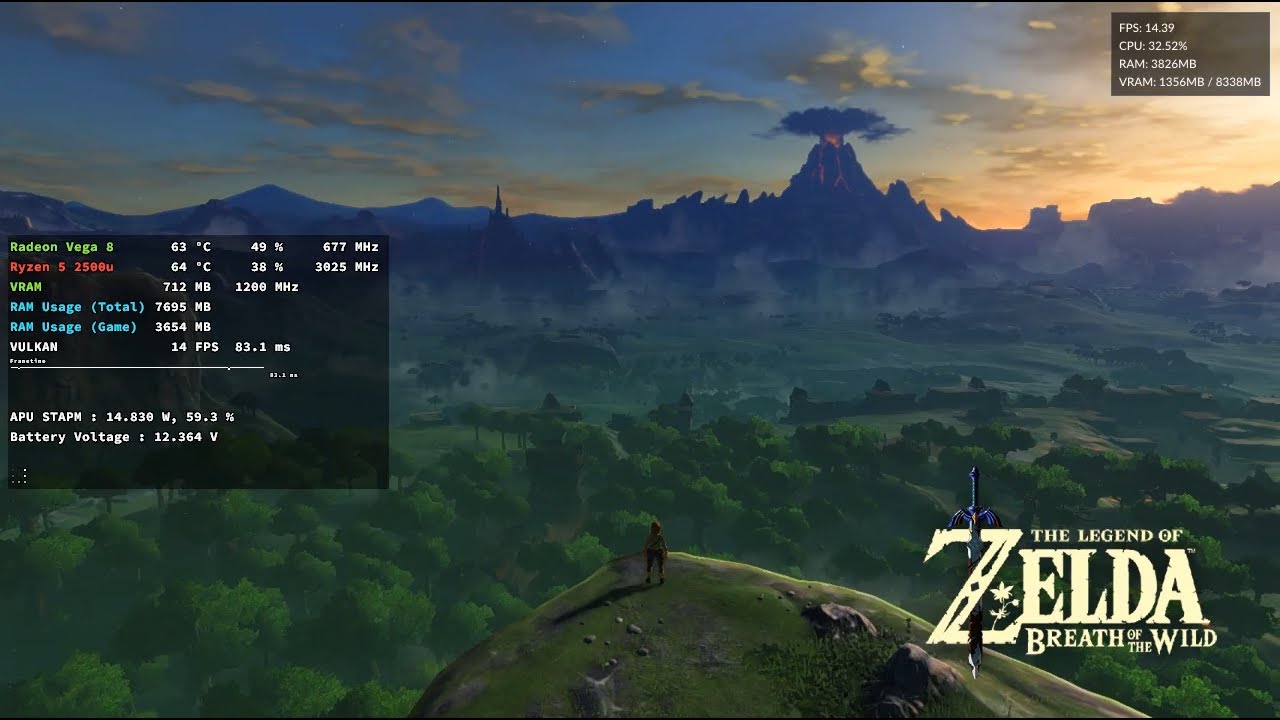 Breath of the Wild (CEMU) on AMD Ryzen 5 2500u Vega 8 Graphics ...