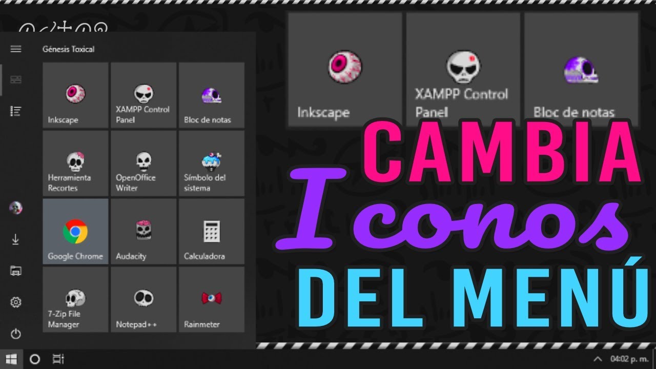 Cambiar los Iconos del Menú de Inicio en Windows 10 Sin programas - YouTube
