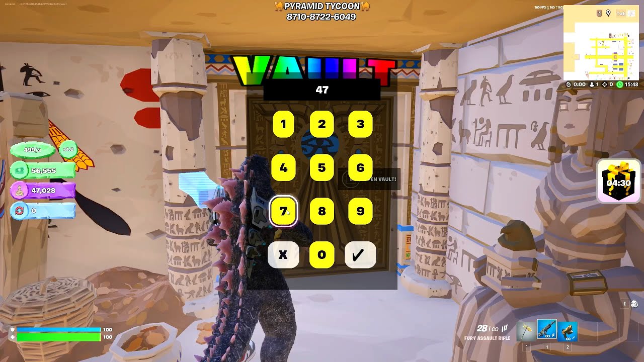 PYRAMID TYCOON (VAULT CODE LOCATIONS & BOSS) 8710-8722-6049- Fortnite ...