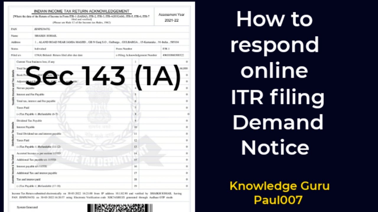 itr file response to demand notice I ITR filing I Income tax return ...